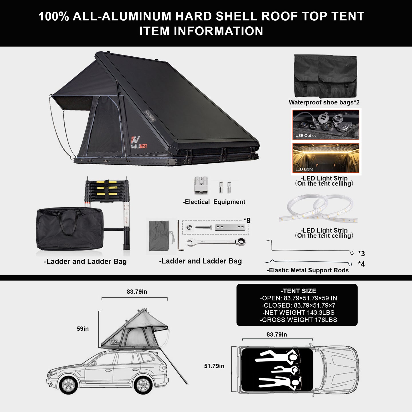 Naturnest Polaris Plus Triangle Rooftop Tent